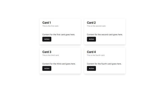 A page with 4 cards centered in page 2x2, all below each other on ...