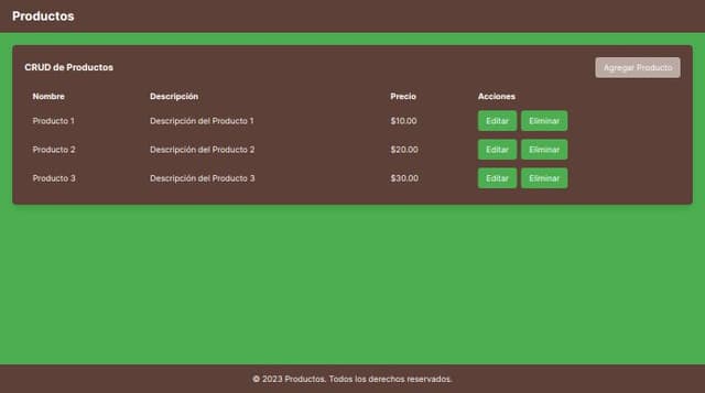 Haz un CRUD de productos SIN PRODUCTOS, solo el crud con los siguentes ...