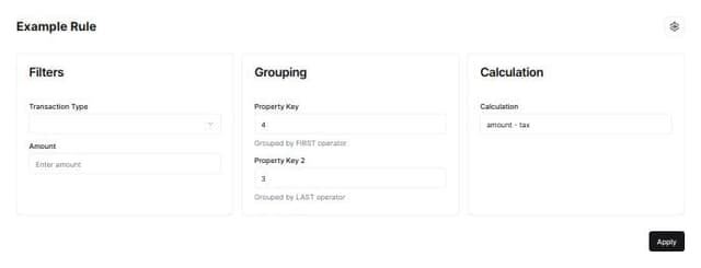 { "title": "Example Rule", "data-filter": { "bookType": "accounting ...