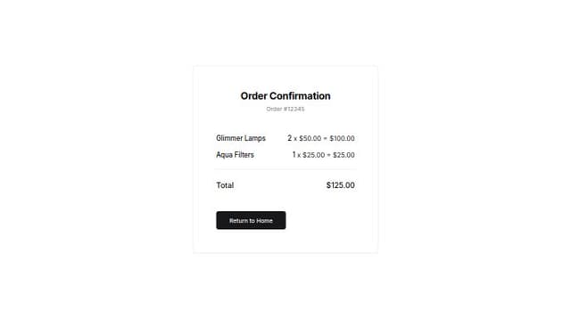 Provide a confirmation screen showing the order summary after the ...