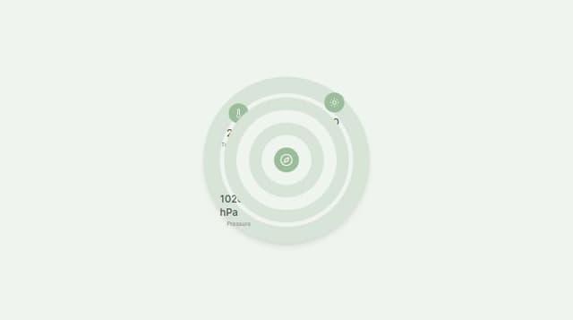 Create a circular navigation menu with temperature, humidity, light intensity, barometric ...
