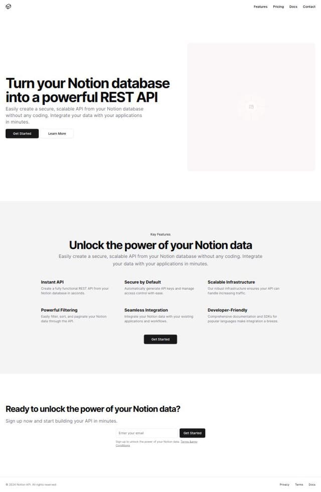 A landing page for creating rest api from notion db | A shadcn/ui and v0 generation - v0