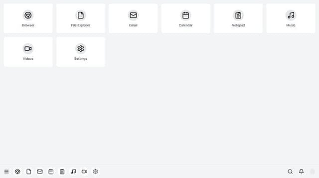 A desktop interface, with a taskbar for open pop-up windows and icons ...