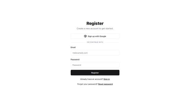 create a register page for logging in with google with a button, or ...