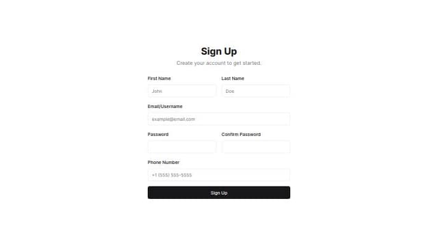 Create a signup page with an first name, last name, email/username ...