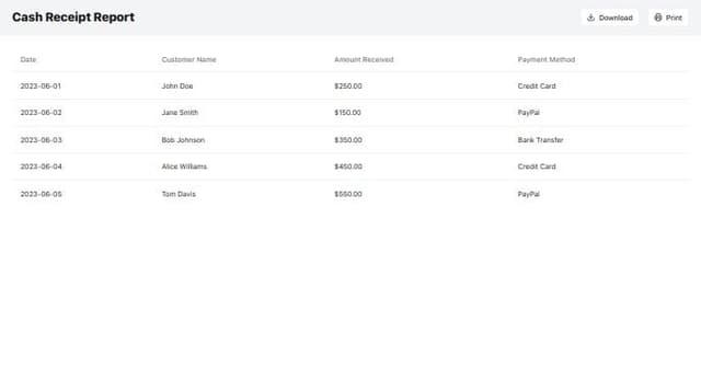 Please make ui for cash receipt report | A shadcn/ui and v0 generation - v0