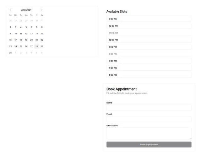generate a appointment scheduling app | A shadcn/ui and v0 generation - v0