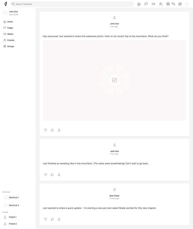 facbook ui clone | A shadcn/ui and v0 generation - v0