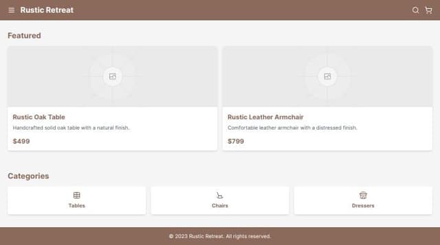 Rustic Style Furniture Mobile App | A shadcn/ui and v0 generation - v0