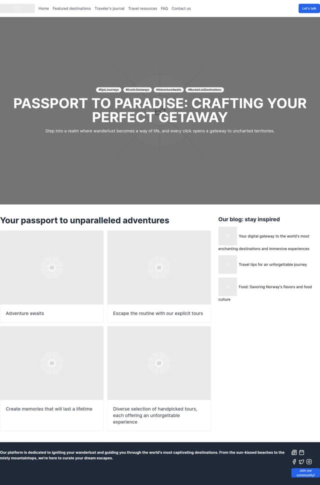 Create a landing page with the image layout and design structure for a portfolio page | A shadcn ...