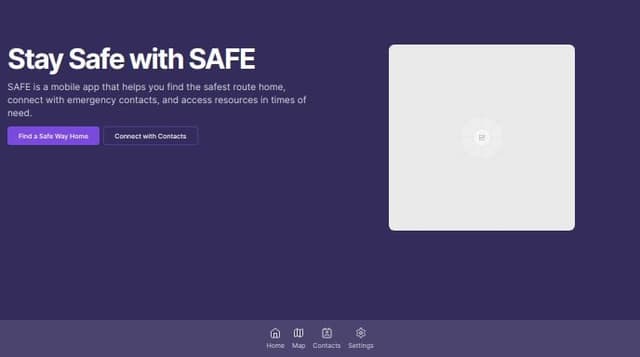 I want a ios main page for an app that will help people find a safe way ...