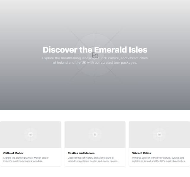 tour website emerald welcome page | A shadcn/ui and v0 generation - v0