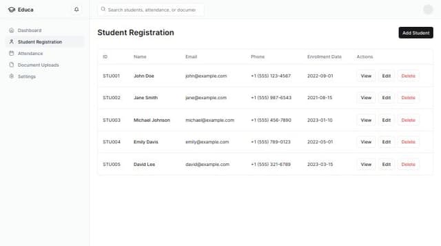 generate a staff management dashboard where an instructor can access the functions of a specific ...