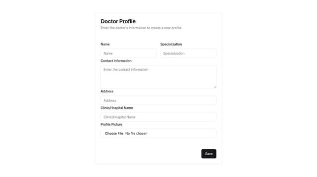 create a doctor profile for creating a new doctor | A shadcn/ui and v0 ...