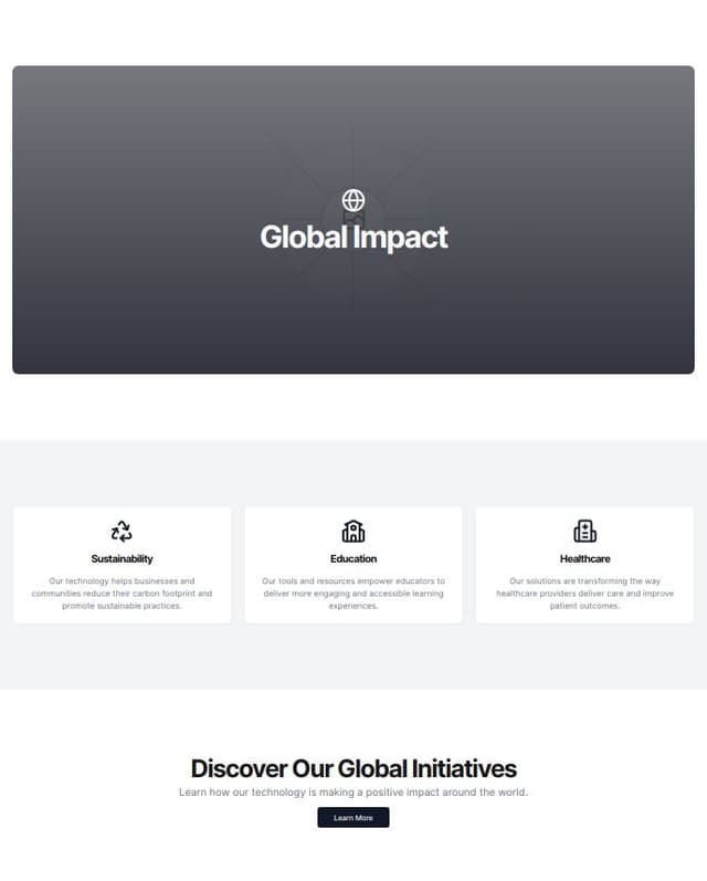 create a complehensive modern components for impact of the company tech ...