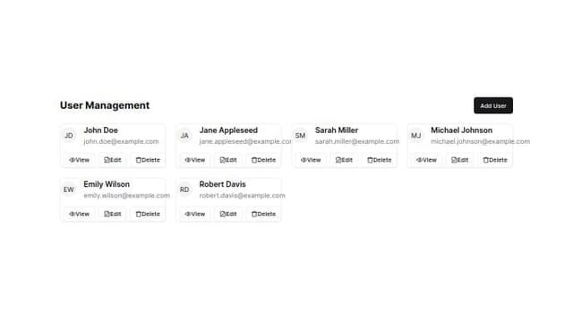 generate a user management screen in cards format | A shadcn/ui and v0 generation - v0