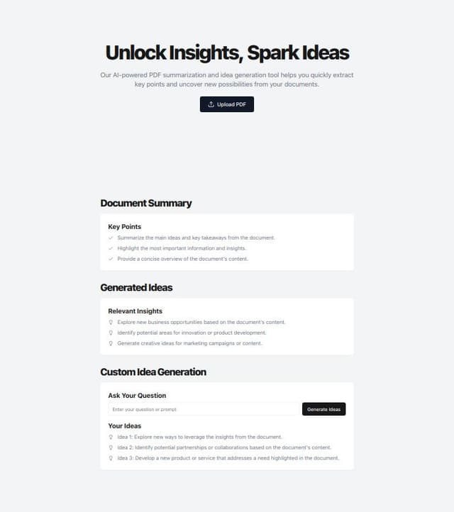 make a front end page for a tool that provvides you with the summary ...