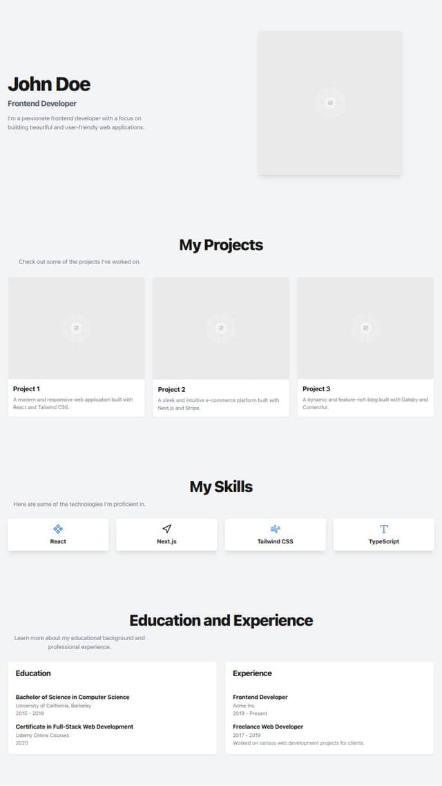 I want a page for my portfolio | A shadcn/ui and v0 generation - v0