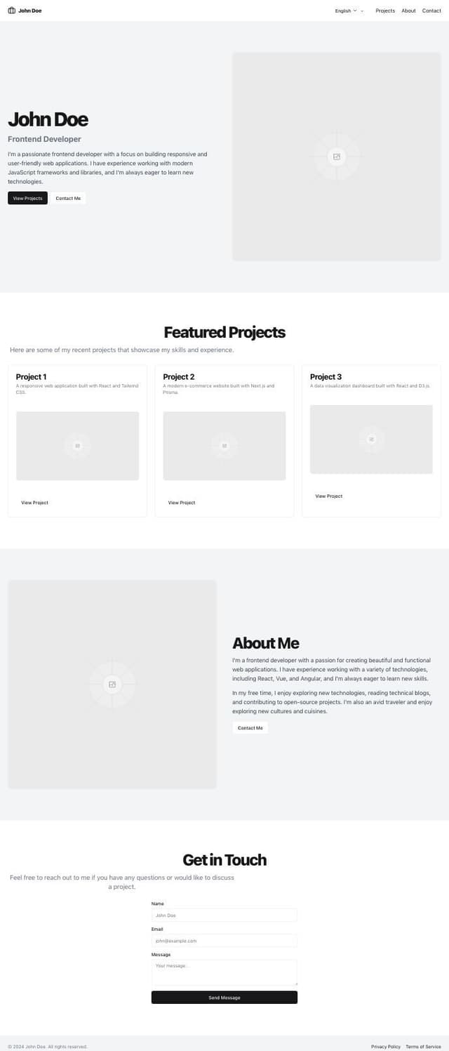 landing page for portfolio, multilanguage | A shadcn/ui and v0 ...