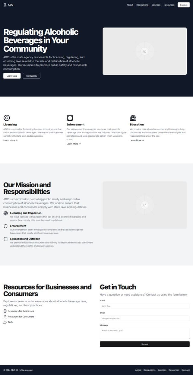 website for abc (alcoholic beverage control) | A shadcn/ui and v0 ...