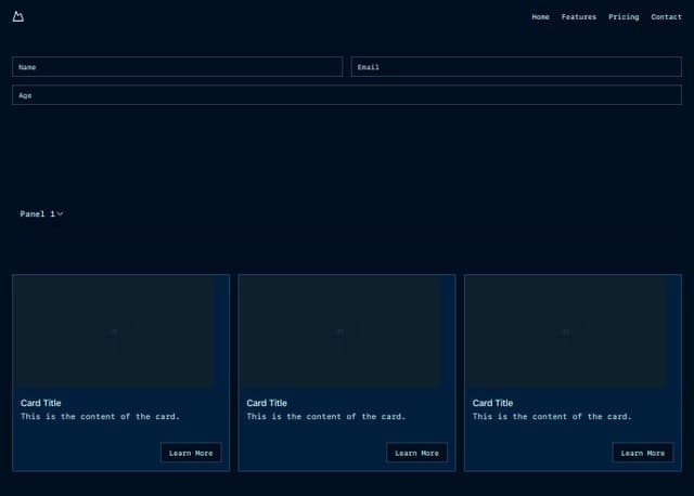 create a design system that has the following components: a responsive navbar inputs for texts ...