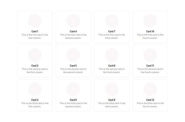 create 4 columns, each column has a list of cards. Cards can be ...