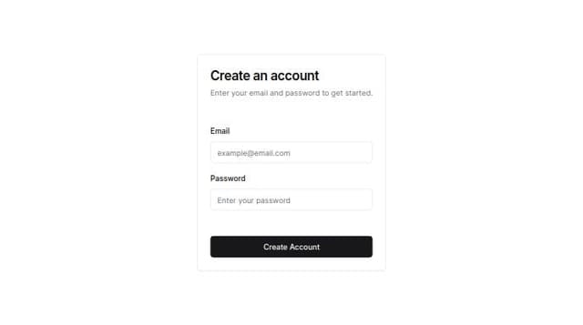 create an register form where need to enter email and password to create account | A shadcn/ui ...