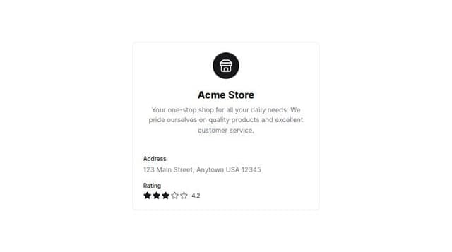 make a profile with addres and rating store | A shadcn/ui and v0 ...