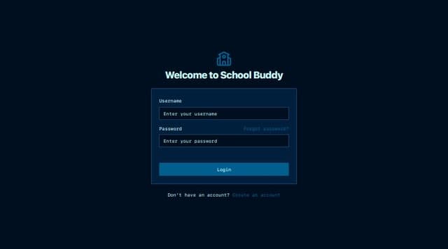 login page for school maagemet platform. named school buddy. must be ...
