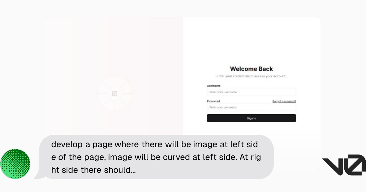 develop a page where there will be image at left side of the page ...