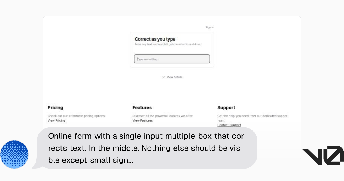 Online form with a single input multiple box that corrects text. In the ...