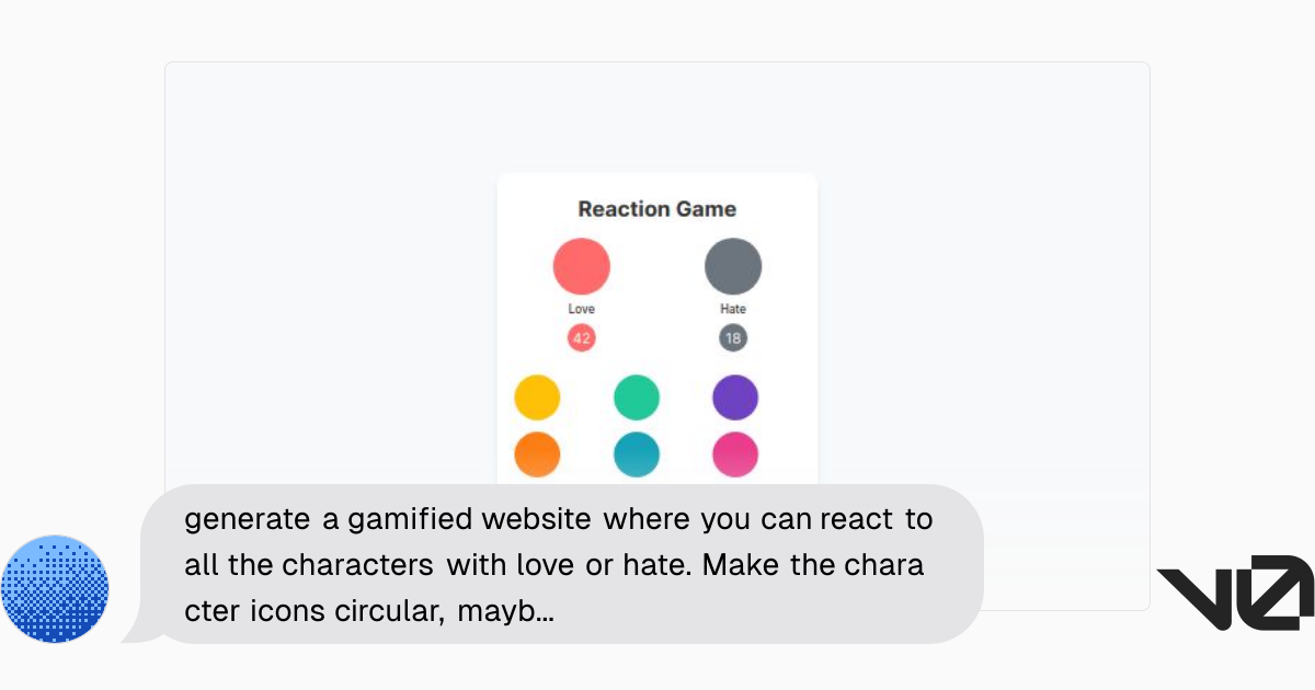 generate a gamified website where you can react to all the characters ...