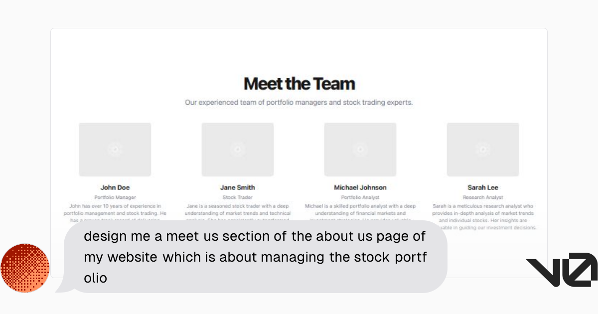 design me a meet us section of the about us page of my website which is ...