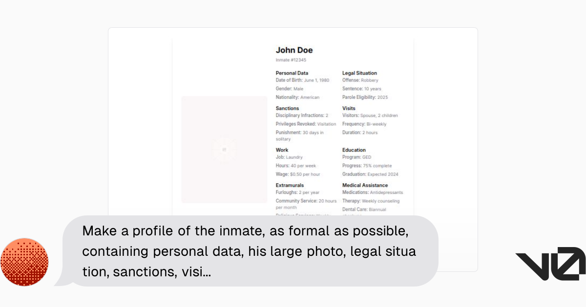 Make a profile of the inmate, as formal as possible, containing ...