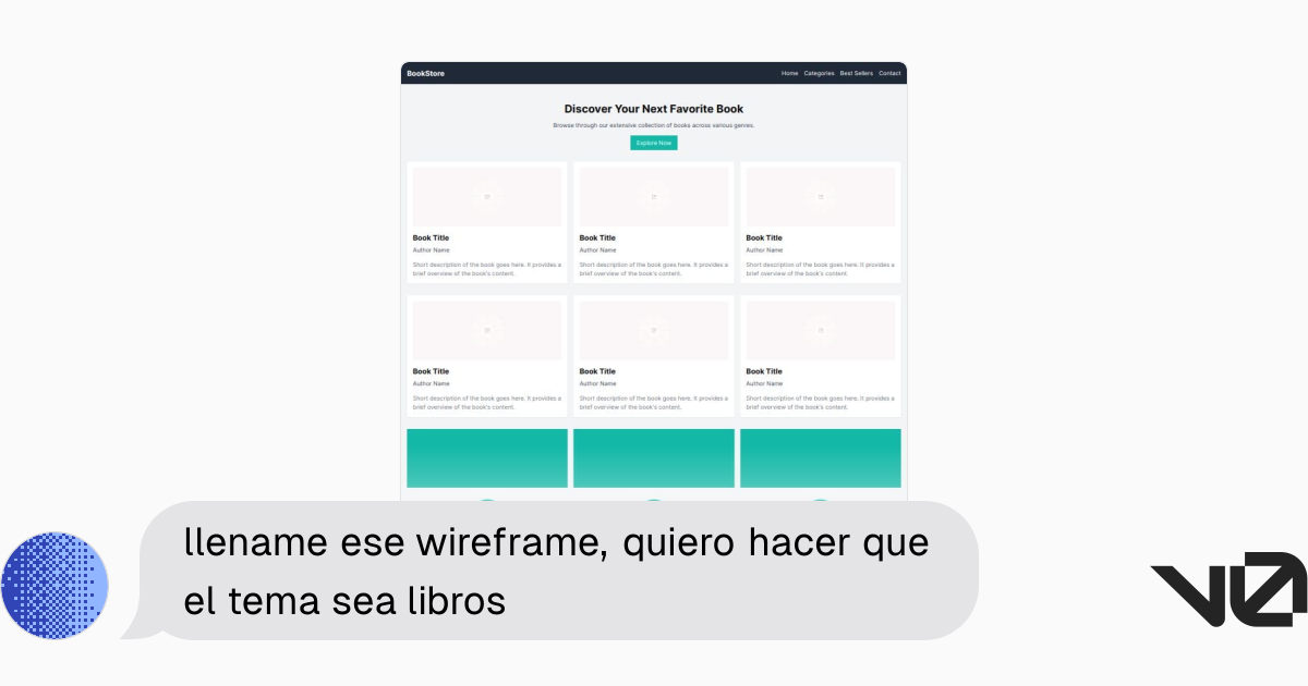 llename ese wireframe, quiero hacer que el tema sea libros | A shadcn ...