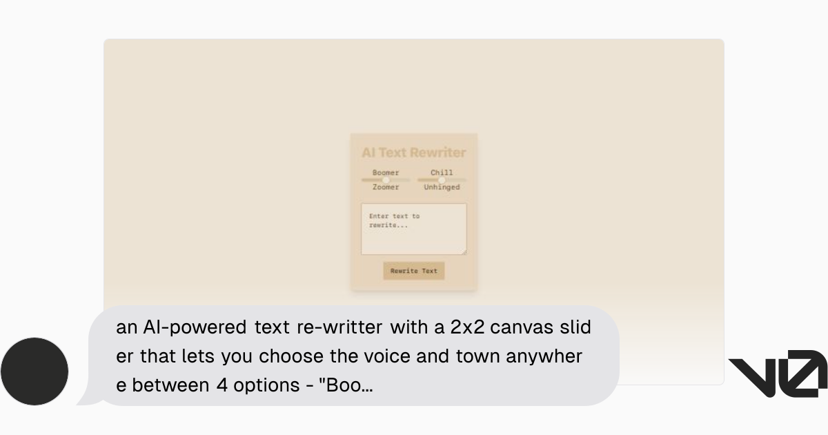 an AI-powered text re-writter with a 2x2 canvas slider that lets you ...