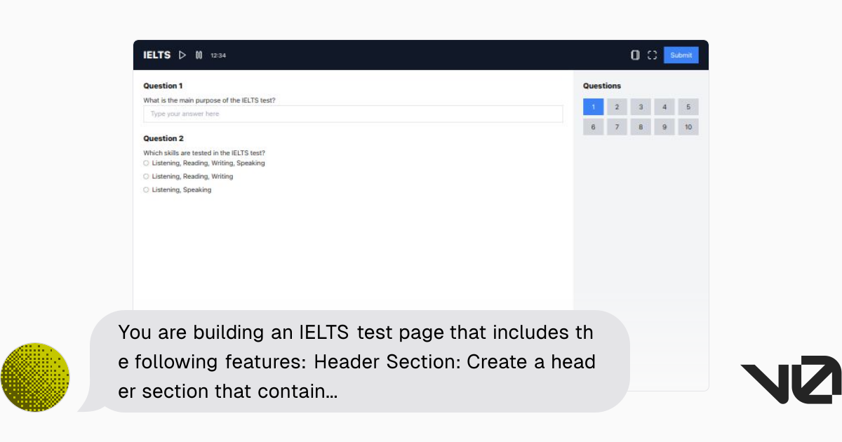 You are building an IELTS test page that includes the following ...