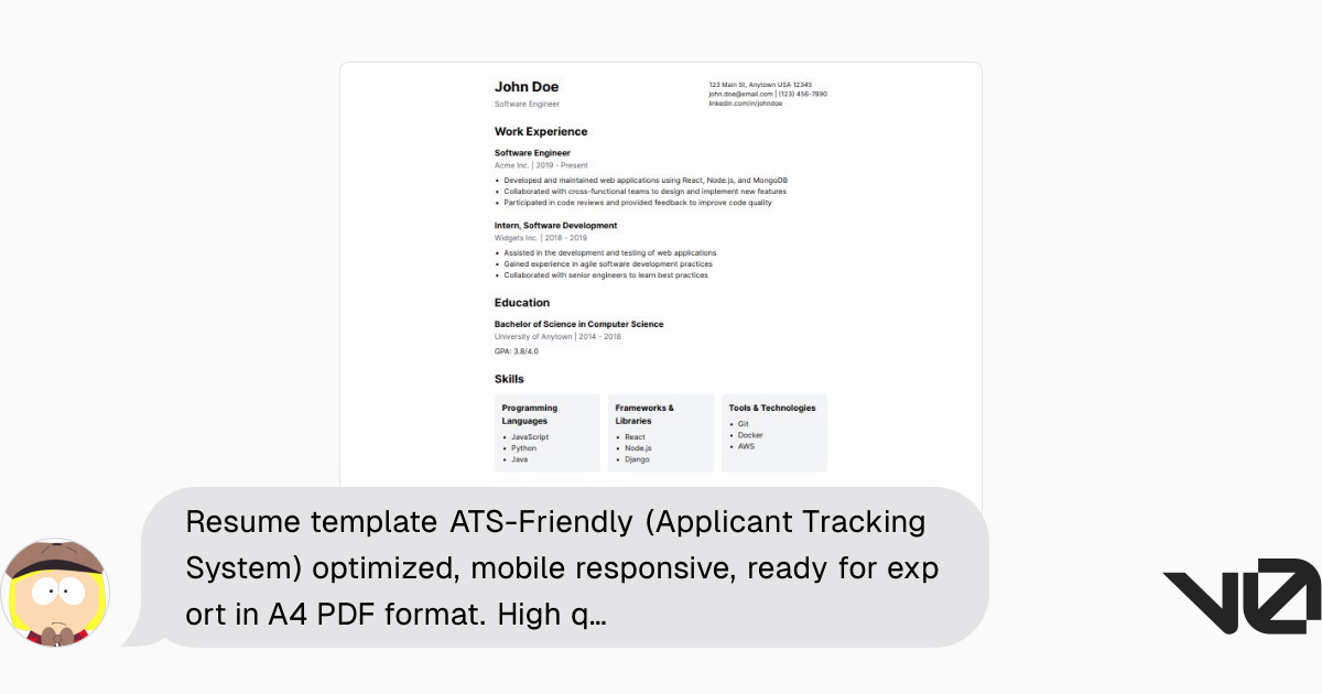 Resume template ATS-Friendly (Applicant Tracking System) optimized ...