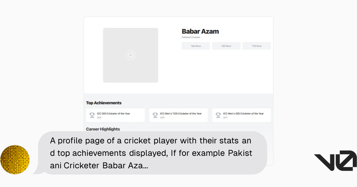 A profile page of a cricket player with their stats and top ...