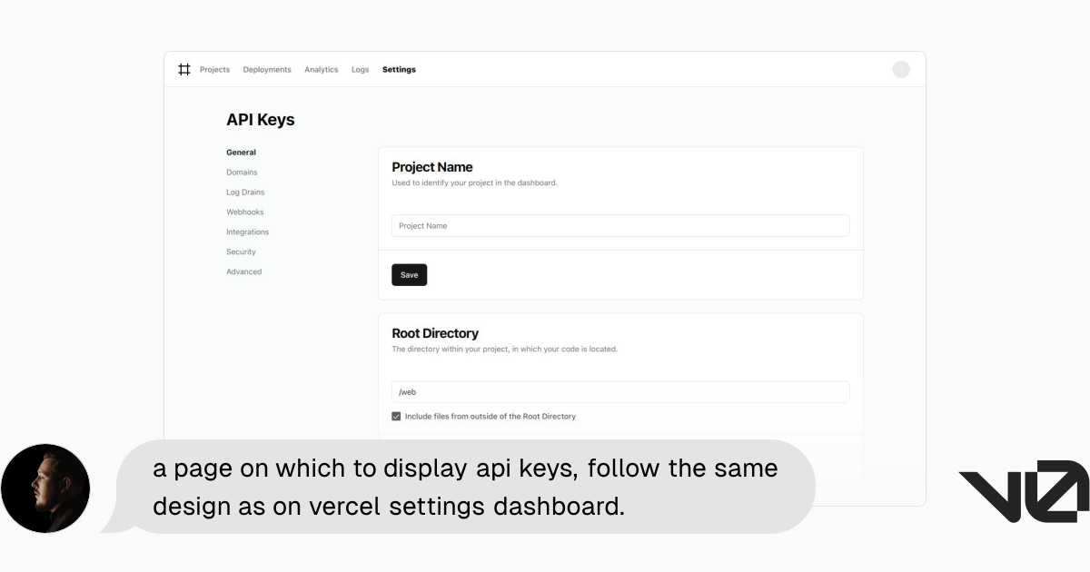 a page on which to display api keys, follow the same design as on ...