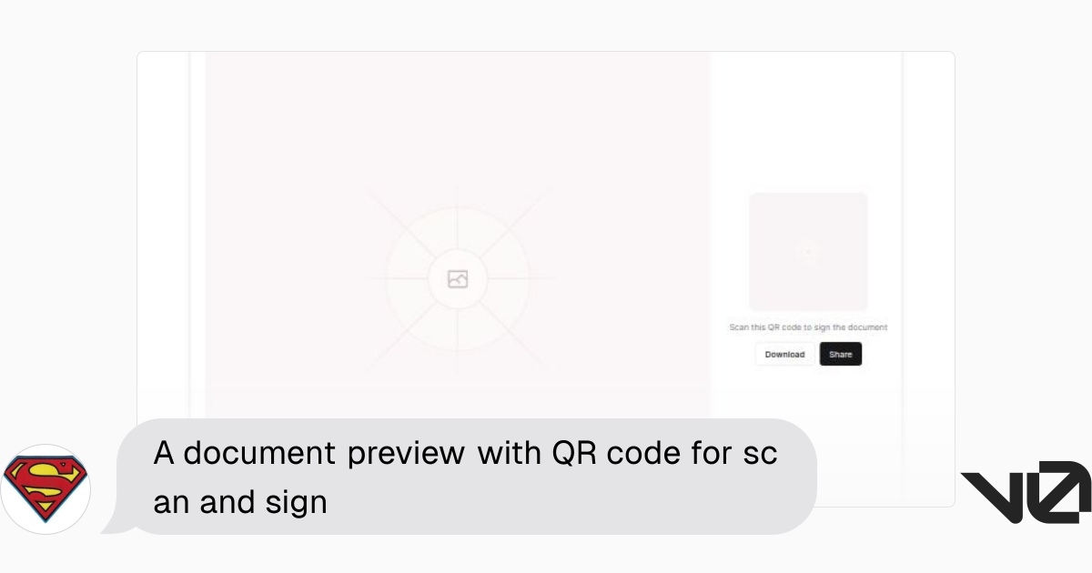 A document preview with QR code for scan and sign | A shadcn/ui and v0 ...