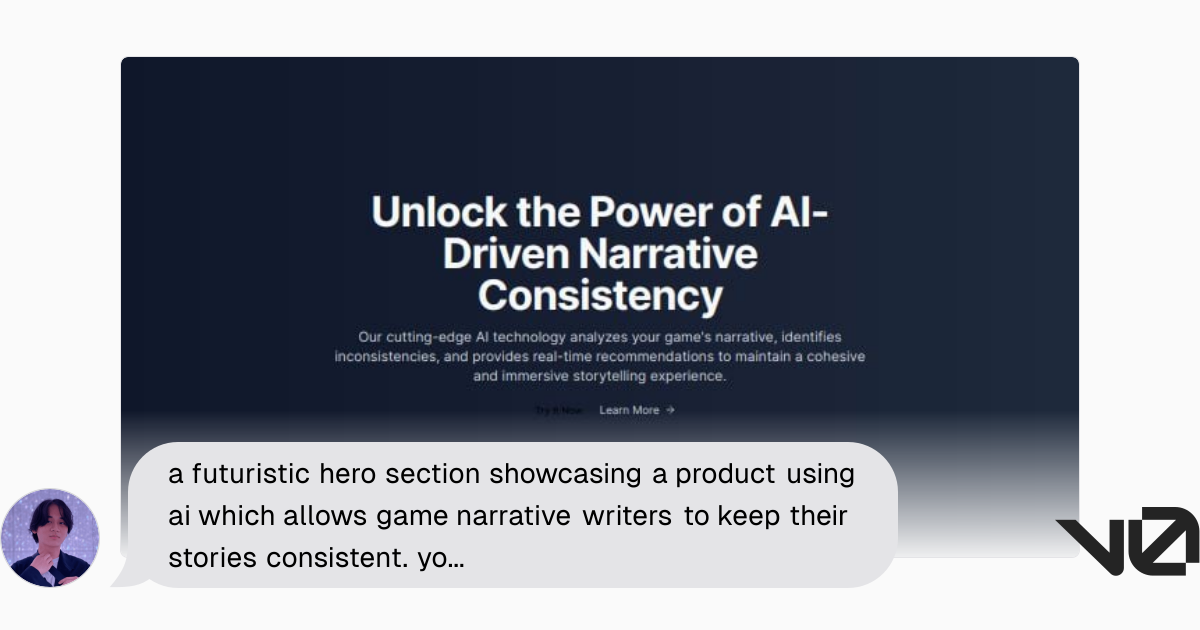 a futuristic hero section showcasing a product using ai which allows ...
