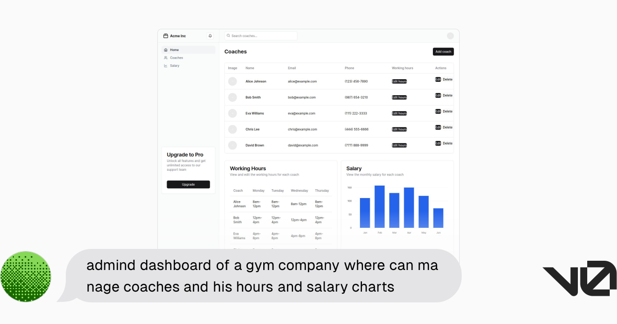 admind dashboard of a gym company where can manage coaches and his ...