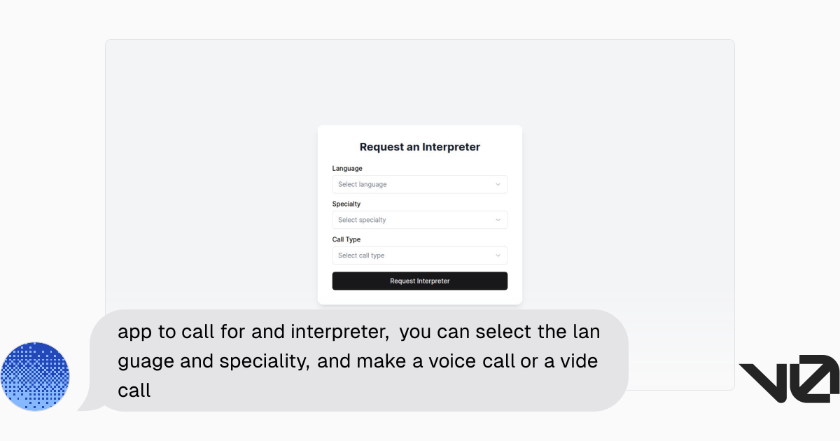 app to call for and interpreter, you can select the language and ...