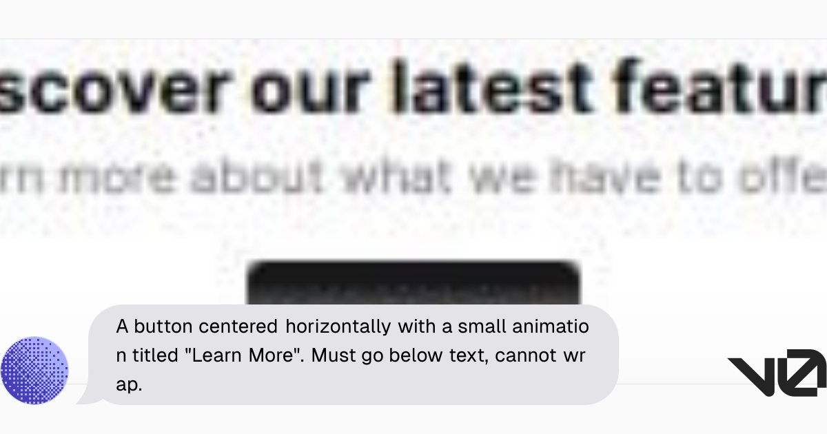 A button centered horizontally with a small animation titled "Learn ...