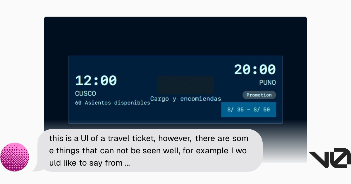 this is a UI of a travel ticket, however, there are some things that ...